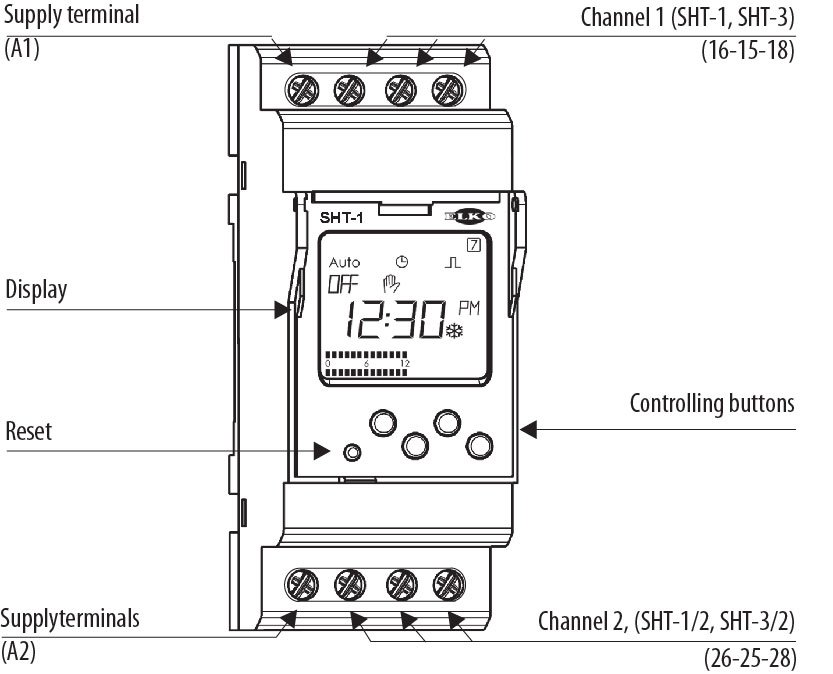 Časovni digitalni rele EVE SHT 12-240V AC/DC 1P tedenski [002470051 - SHT-1 UNI] | Rexel B2B