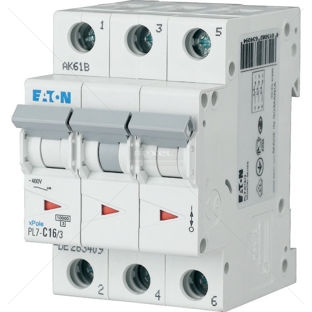 Inštalacijski odklopnik EATON XPOLE PL7 10kA D 16A 3P [263421 - PL7-D16 ...